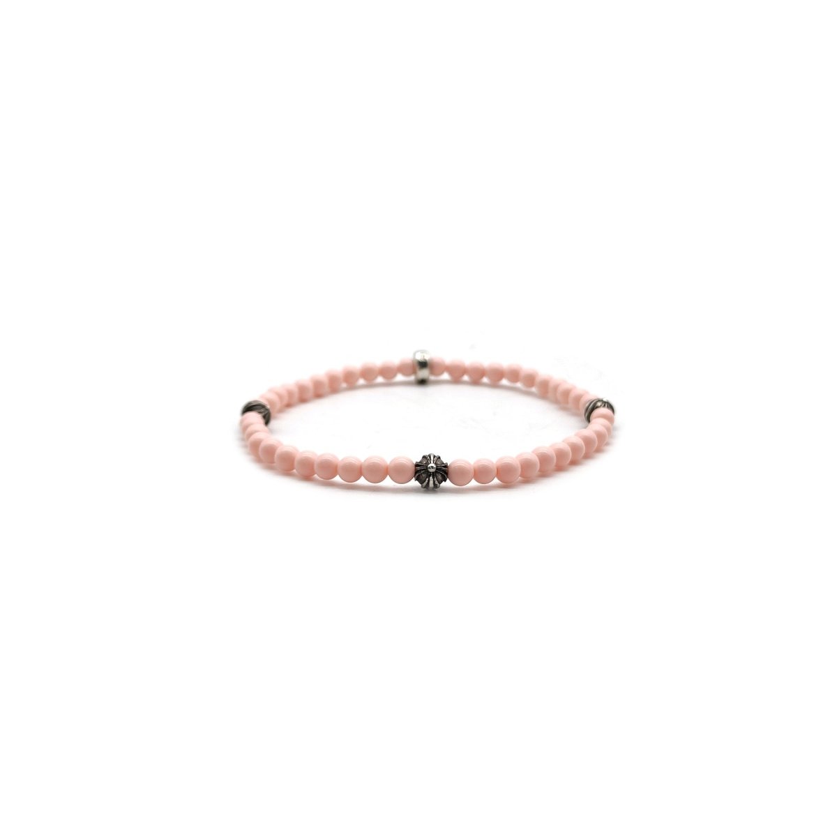 Chrome Hearts 4mm Pink Silver Ball Beaded Bracelet - SRM Chrome Hearts 4mm Pink Silver Ball Beaded Bracelet - SRM