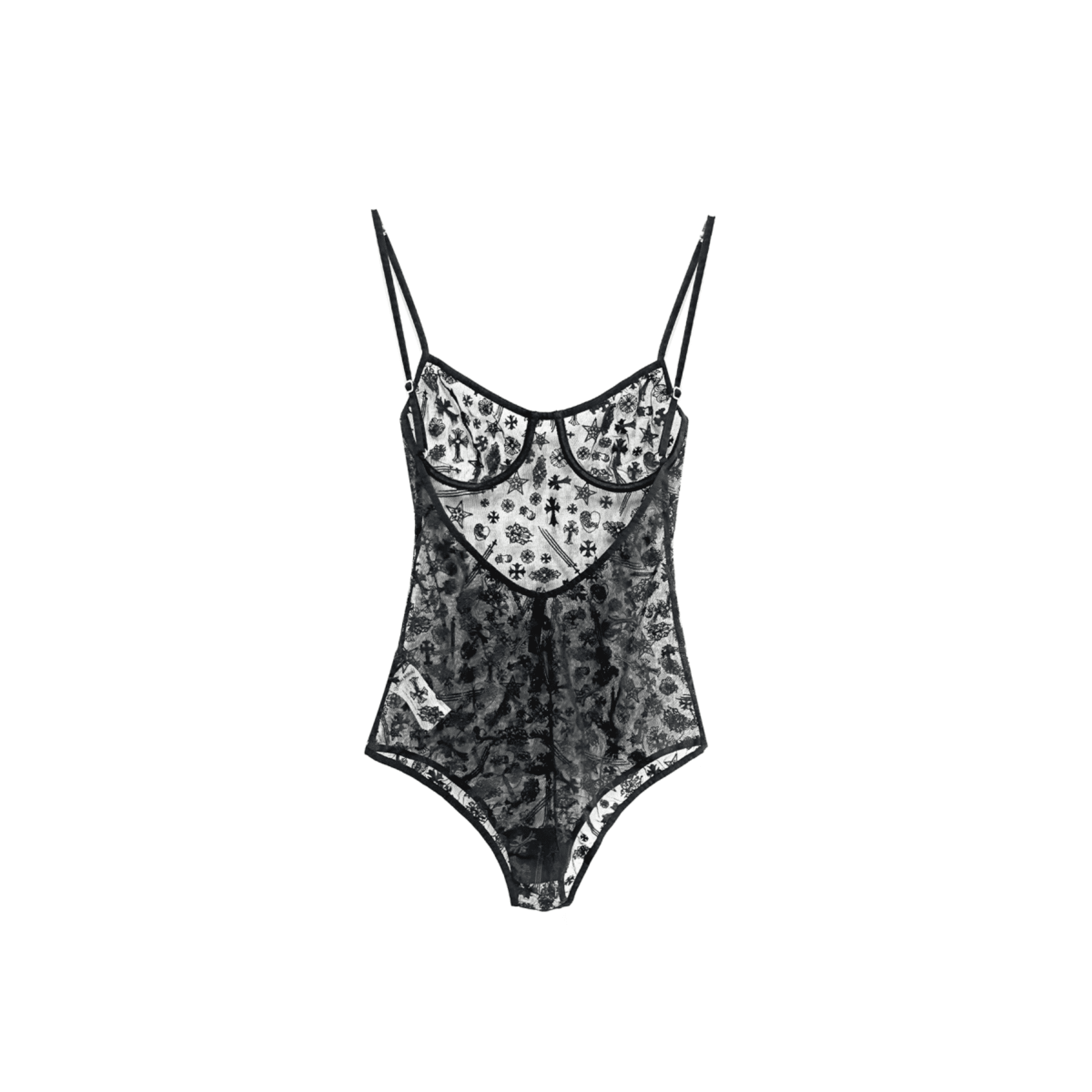 Chrome Hearts Intimates LACE TEDDY Embroidered Underwear Bodysuit- SRM ...